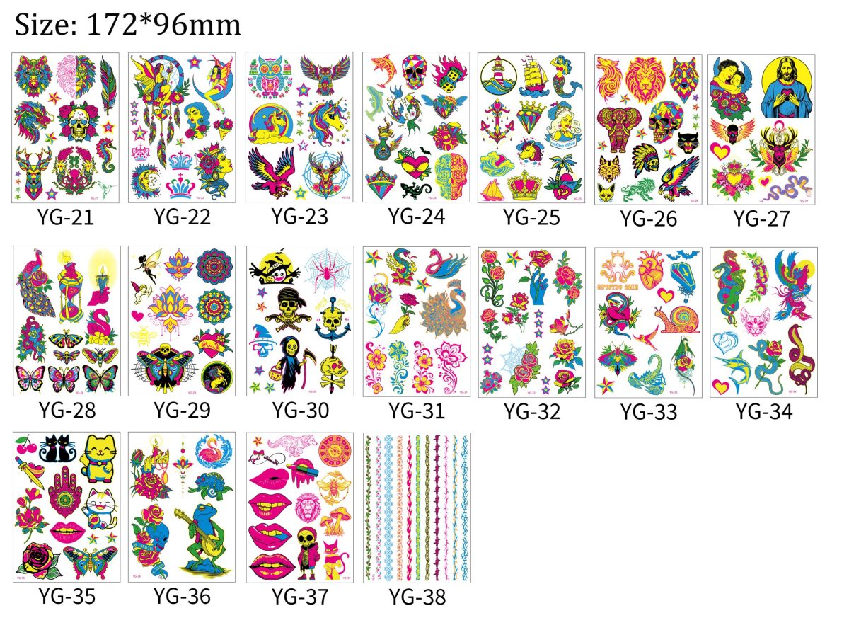 Light Reactive Temporary Tattoo Stickers - Tattoo Sticker Wholesale